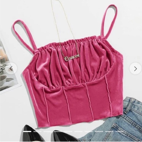 SHEIN | Tops | Y2k Shein Velour Pink Tank Top | Poshmark
